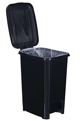 Superio Slim Trash Can with Foot Pedal β 6.5 Gallon Step-On Trash Can with Lid, Medium Plastic Garbage Can, Trashcan for Bathroom, Kitchen, Office, Bedroom, Dorm, Patio β Black, 2