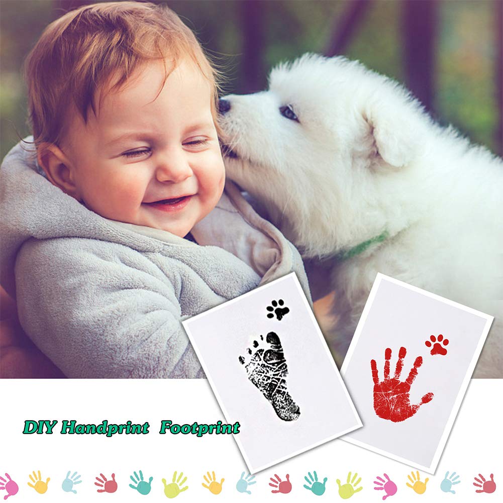 Clean Touch Ink Pad for Baby Handprints and Footprints, PChero Inkless Print Kit for Family Keepsake Newborn Shower Gifts - 2 Packs