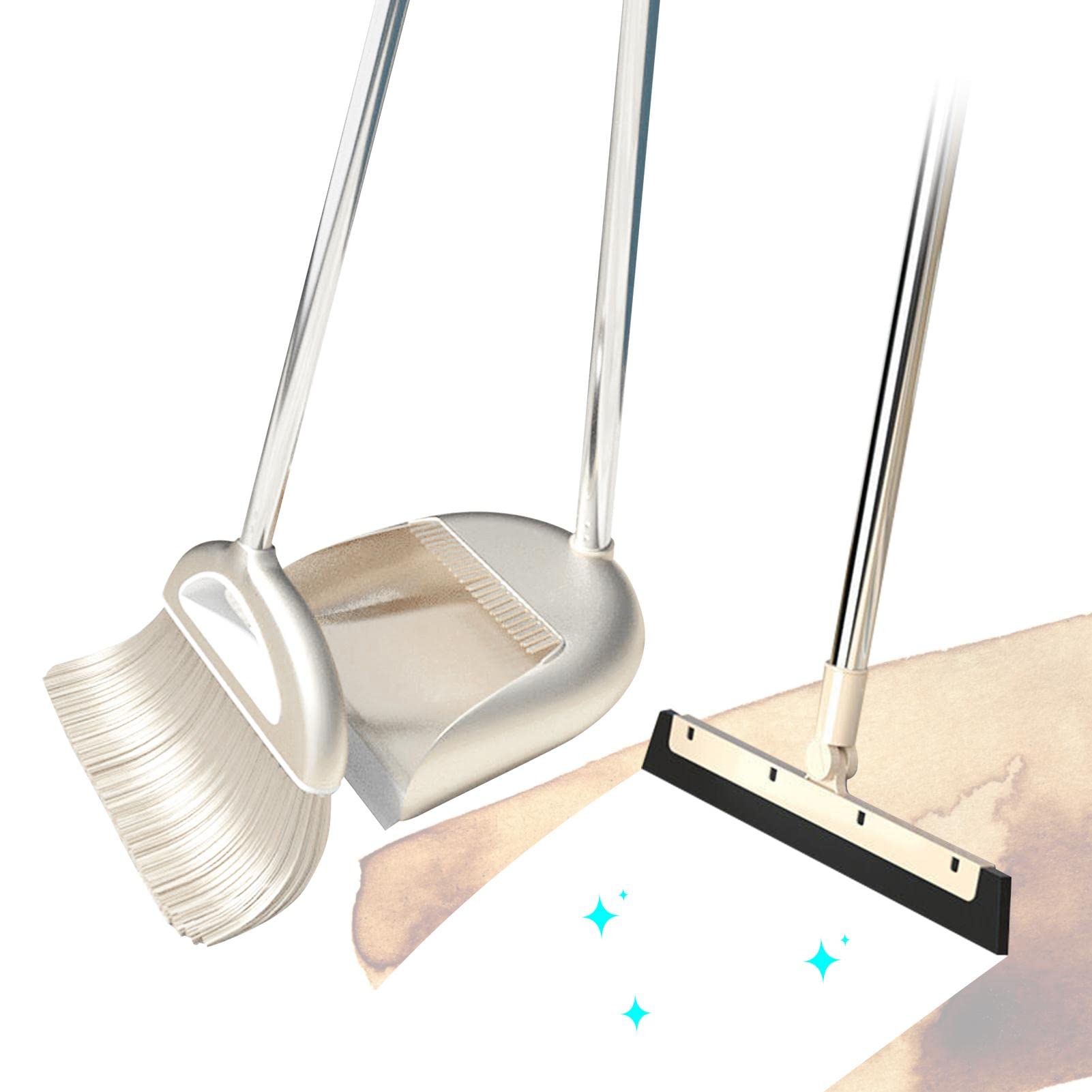 Generic Brooms and Dustpans Set - 3 Pieces Magic Broom Set, Sweeping Magic Broom, Dust Pan and Broom with Long Handle,Home Kitchen Room Lobby Indoor Floor Cleaning Broom and Dustpan Set for Home