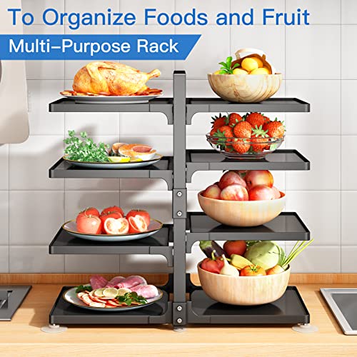 Pots and Pans Organizer for Cabinet, 8 Tier 21β Adjustable Cabinet Pan Organizer Rack Heavy Duty Pot Rack for Kitchen Storage, Snap-on Pot Pan Organizer with Panels for Stockpot and Steamer (Square)