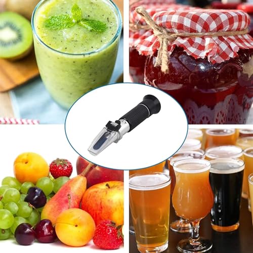 KYKYK Refractometer, Refractometer Sugar Concentration Meter Densimeter 0-32% Brix Handheld Saccharimeter ATC Tester Fruits Grapes for Fruit, Homebrewing, Juice, Vegetables