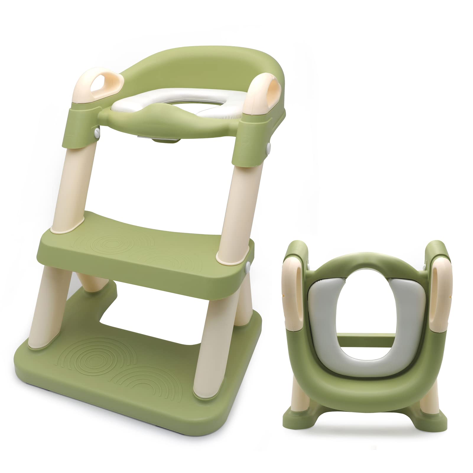 ๐๐๐๐ค๐ฎ๐ฅ๐ฅ๐ Toddler Potty Training Toilet, Potty Training Seat With Ladder, Toddler Toilet Training Potty for Kids Boys Girls, Non-slip Foldable, Green