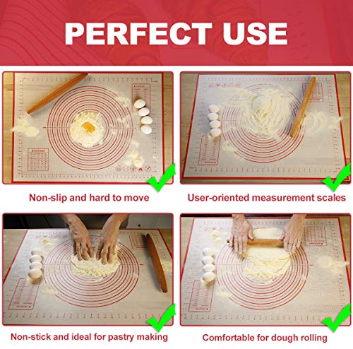 Extra Large, Thick Silicone Pastry Mat, Non-stick, Non-Slip, Baking mat, Dough Rolling Mat 24ββ (W) x 32ββ (L)