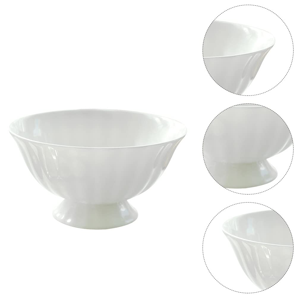 DOITOOL Ceramic Footed Bowl Round Pedestal Bowl Decorative Fruit Bowl Holder Dessert Display Stand for Kitchen Counter Centerpiece Table Decor Serving Fruit Tray White