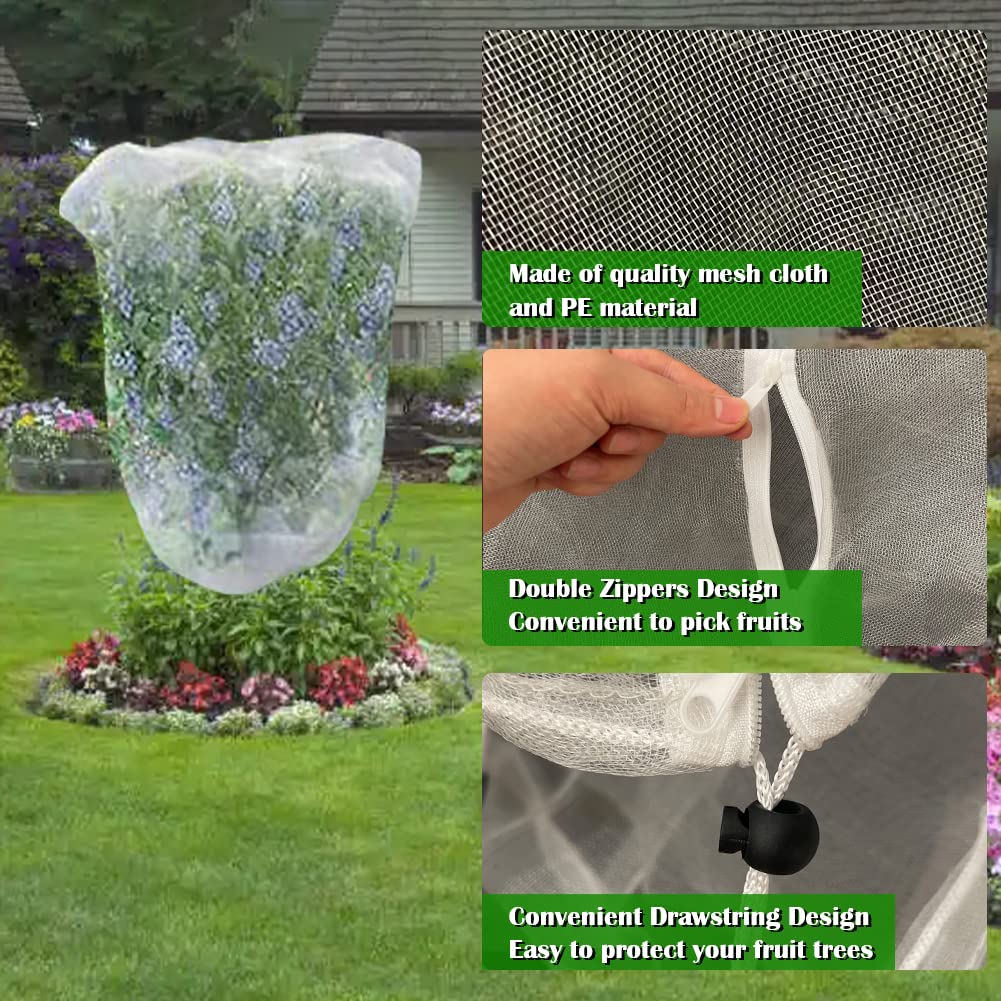 Fruit Tree Netting Large Fruit Tree Covers with Zipper to Protect Fruit from Squirrels and Birds Netting for Fruit Trees Fruit Tree Net Protection 71" x 75", 1 Pack