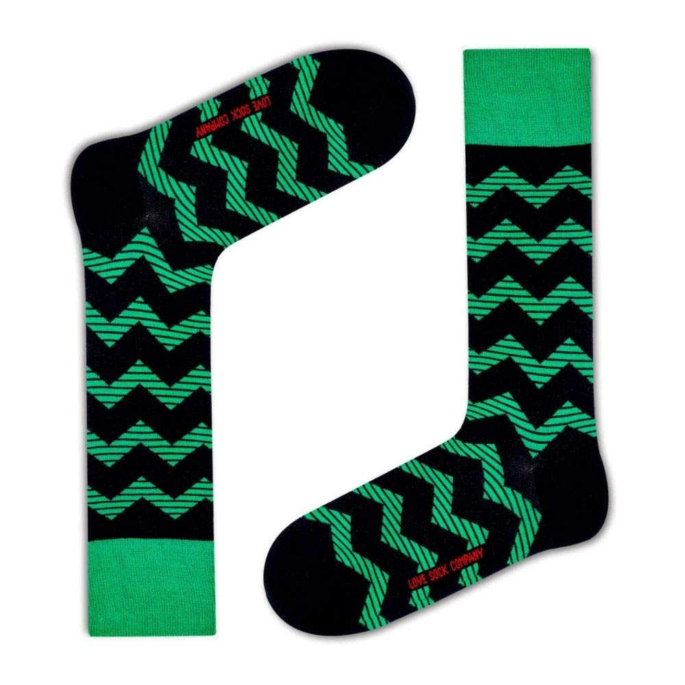 Love Sock Company Groomsmen socks for weddings Zig Zag (Navy, 1)