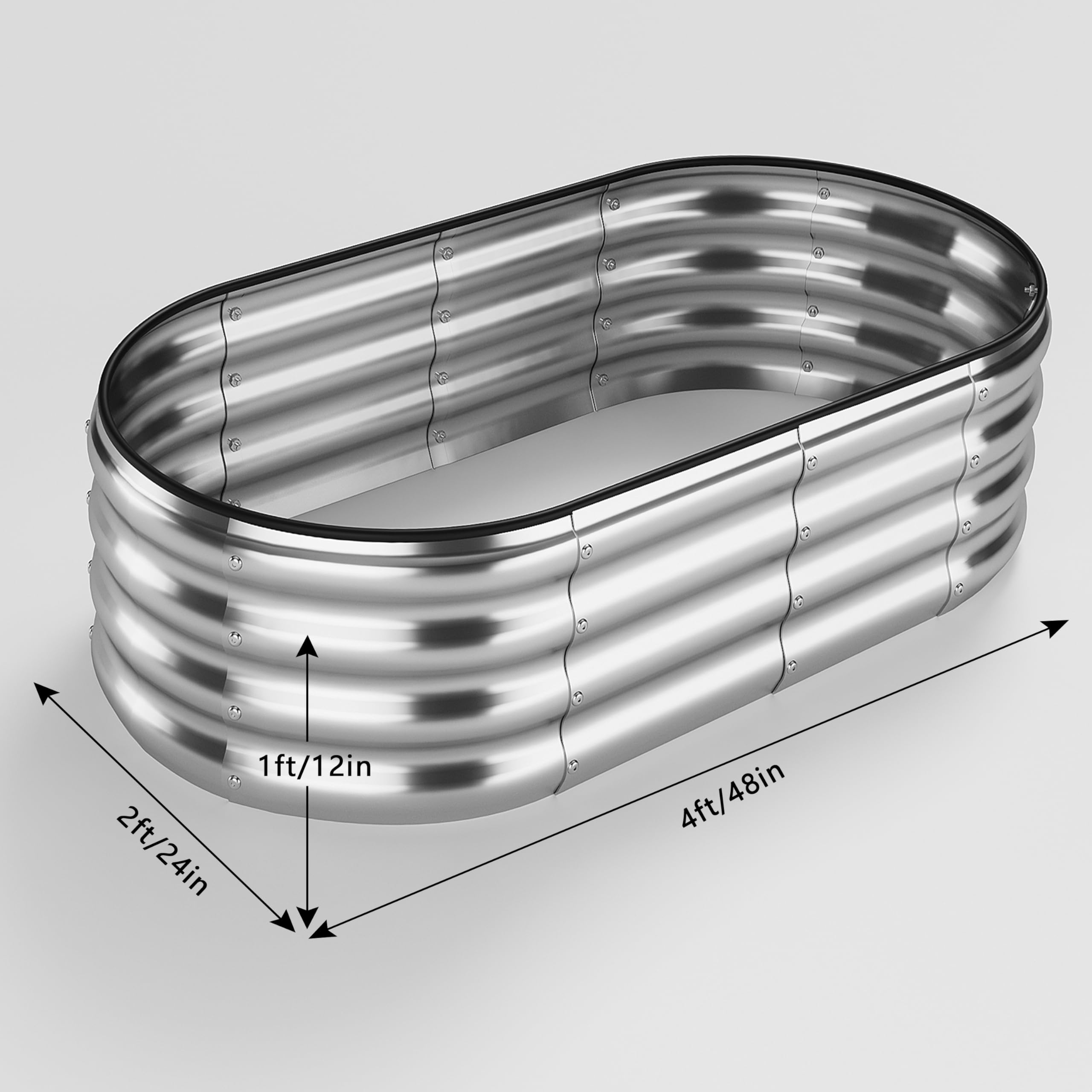 Galvanized Metal Planter Raised Garden Bed Kit for Gardening Outdoor，4x2x1ft Planter Grow Garden Box Raised Flower Bed