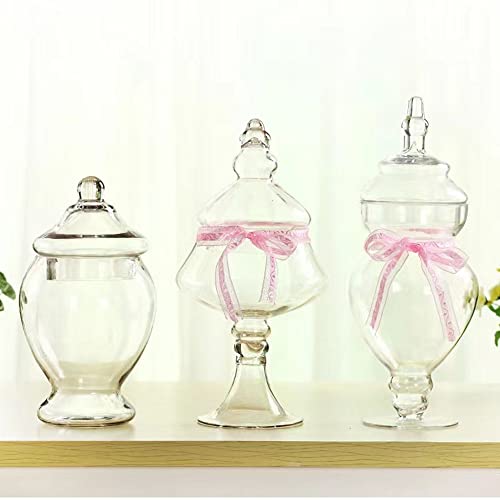 Livejun Glass Apothecary Jars 45 Ounce Decorative Candy Cookie Jars ,Clear Elegant Storage Jar with lids Canisters Sets for the Kitchen Wedding Home Centerpiece Candy Buffet Set of 2