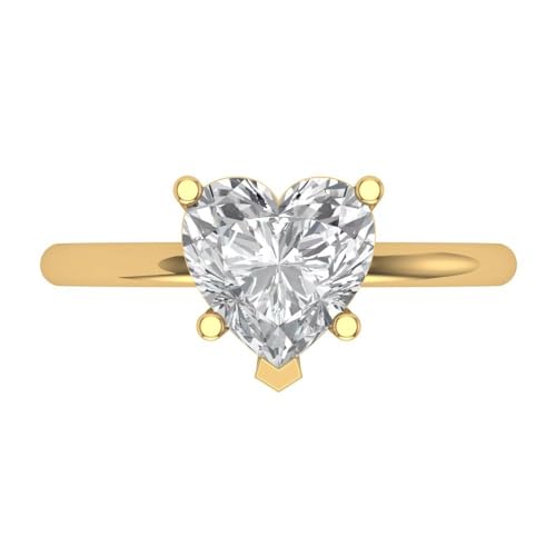 Clara Pucci 2.0 ct Heart Cut Solitaire Moissanite 5-Prong Engagement Wedding Bridal Promise Anniversary Ring 18K Yellow Gold Size 6