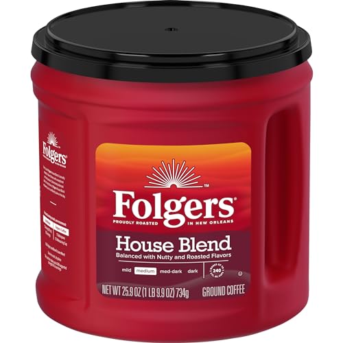 Folgers House Blend Medium Roast Ground Coffee, 25.9 Ounce (Pack of 6)