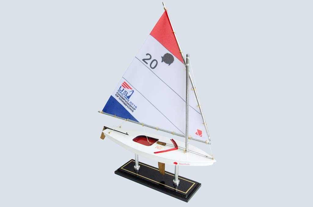 LK Wooden Sunfish Model Sailboat Decoration 16"-10