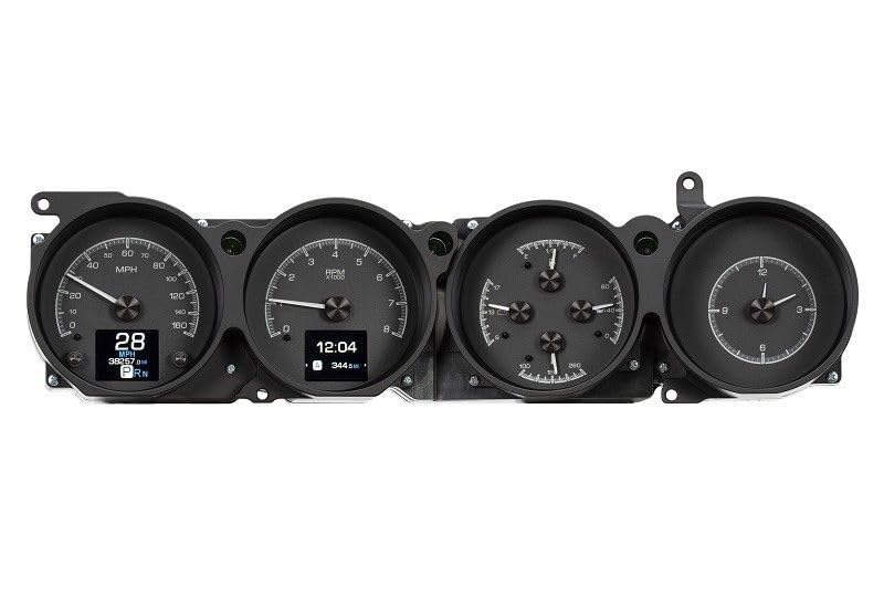 Dakota Digital HDX-70D-CLG-K Compatible with 1970-74 Dodge Challenger and 1970-74 Plymouth Cuda with Rallye Dash Customizable Analog Gauge System Black Alloy