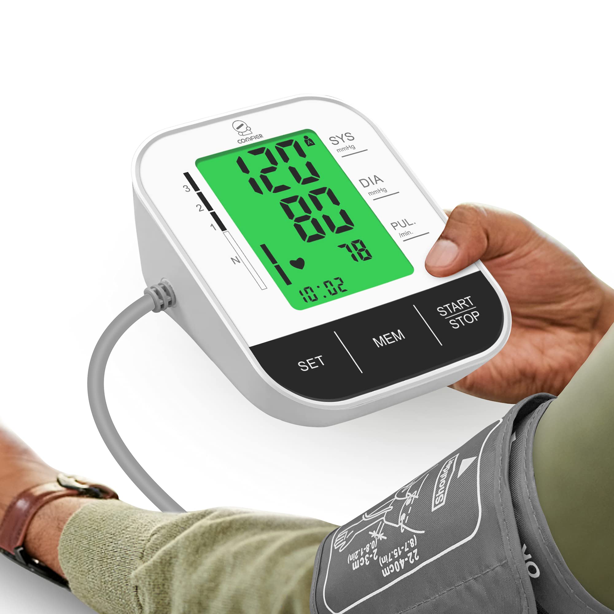 Comfier Arm Blood Pressure Monitor & Irregular Heartbeat Detector,Accurate Automatic Blood Pressure Cuff Machine,Large LCD Display &Voice Broadcast,Dual User Modes(2x120data),Home BP Tester,Carry case