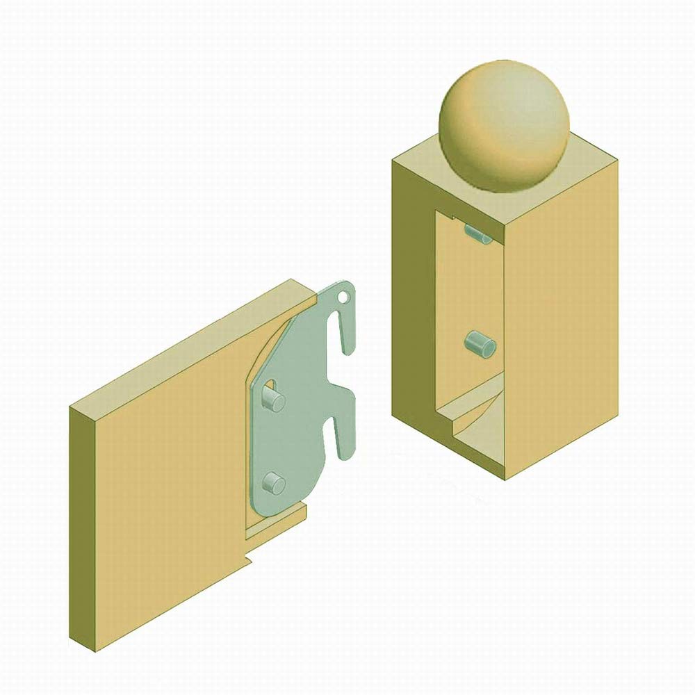 DERRILLA Universal Wood Bed Rail Hook Plates,Hook Plates for Wooden Beds Beds Frame Bracket Headboard Footboard Replacement Wooden Bed Parts (2)