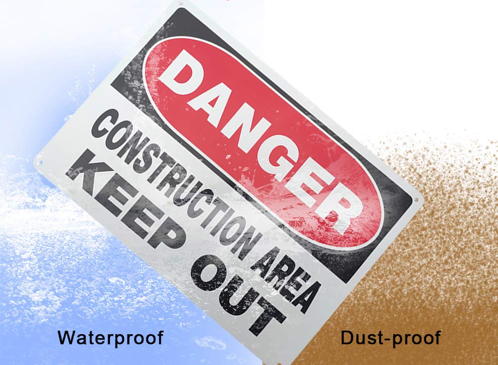 Danger Constructicn Area Keep Out Sign,Danger Do Not Enter Sign Metal Danger Sign 10x14 Inch Rust Free Aluminum UV Printed Easy to Mount Weather Resistant Long Lasting Ink (4-Pack)…
