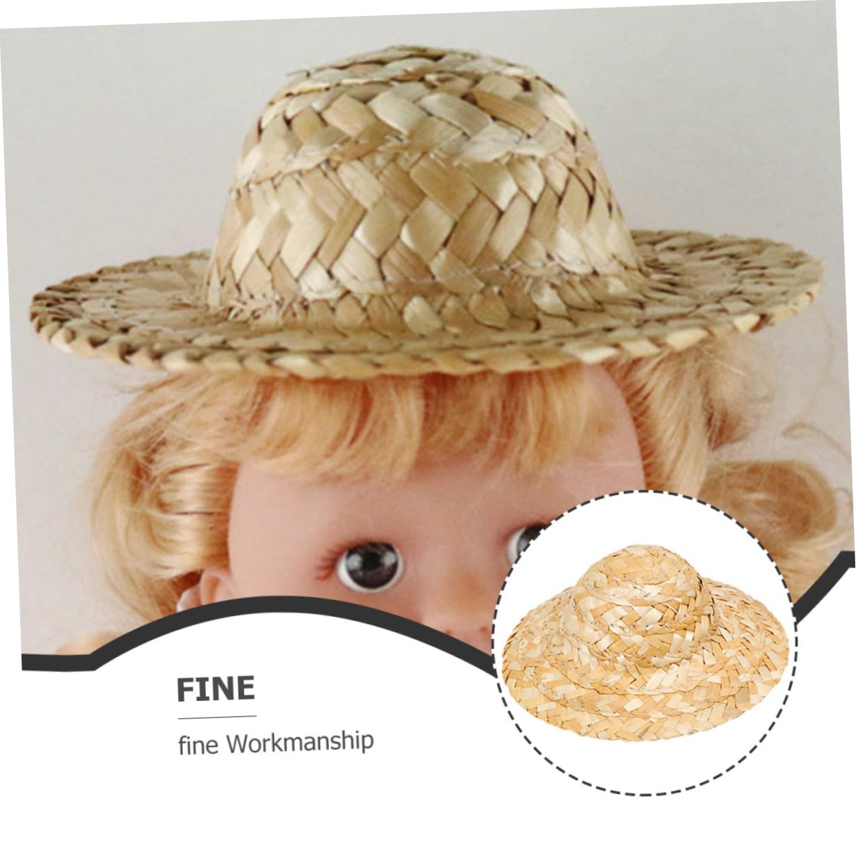 HOOTNEE 8pcs Braided Straw Hat Mini House Adornment Model Doll Top Hat Mini DIY Top Hat Small Hat DIY Prop Mini Hat Small Top Hat Creative Hat Ornament DIY Woven Straw Hat Small Hats Decor