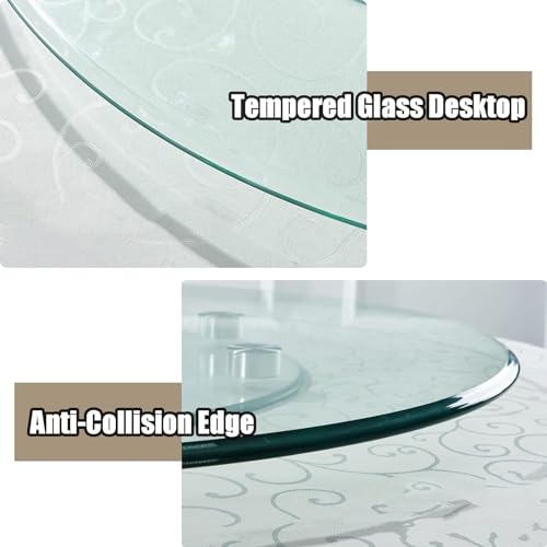 CLSQLXYJZC Dining Table Top Serving Plate, 12mm Thick Round Glass Turntable Lazy Susan, 360° Smooth Rotating Serving Plate, for Large Tabletop Serving Plate (Color : Clear, Size : 80cm (31.5inch))