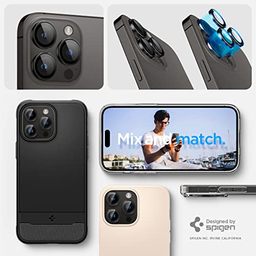 Spigen Camera Lens Screen Protector [GlasTR EZ Fit Optik Pro] Designed for iPhone 14 Pro Max/iPhone 14 Pro [Case Friendly] - Black [2 Pack]