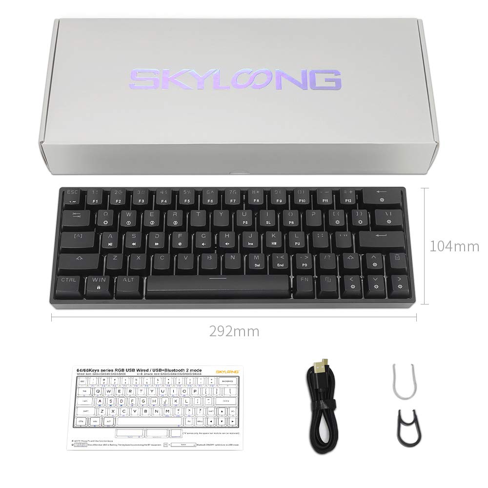 YUNZII SK64 64 Keys Hot Swappable Optical Mechanical Keyboard with ABS Shine-Through Keycaps, RGB Backlit, Programmable for Win/Mac/Gaming (Gateron Optical Blue, Black)