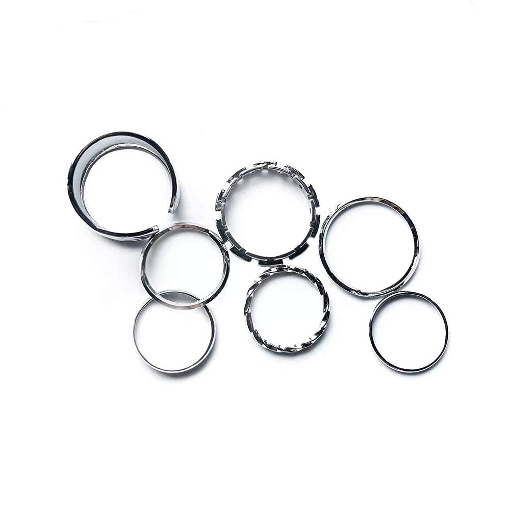 Chmier Gothic Knuckle Ring Set 7 Pcs Half Open Finger Ring Silver Punk Stackable Rings for Women or Men