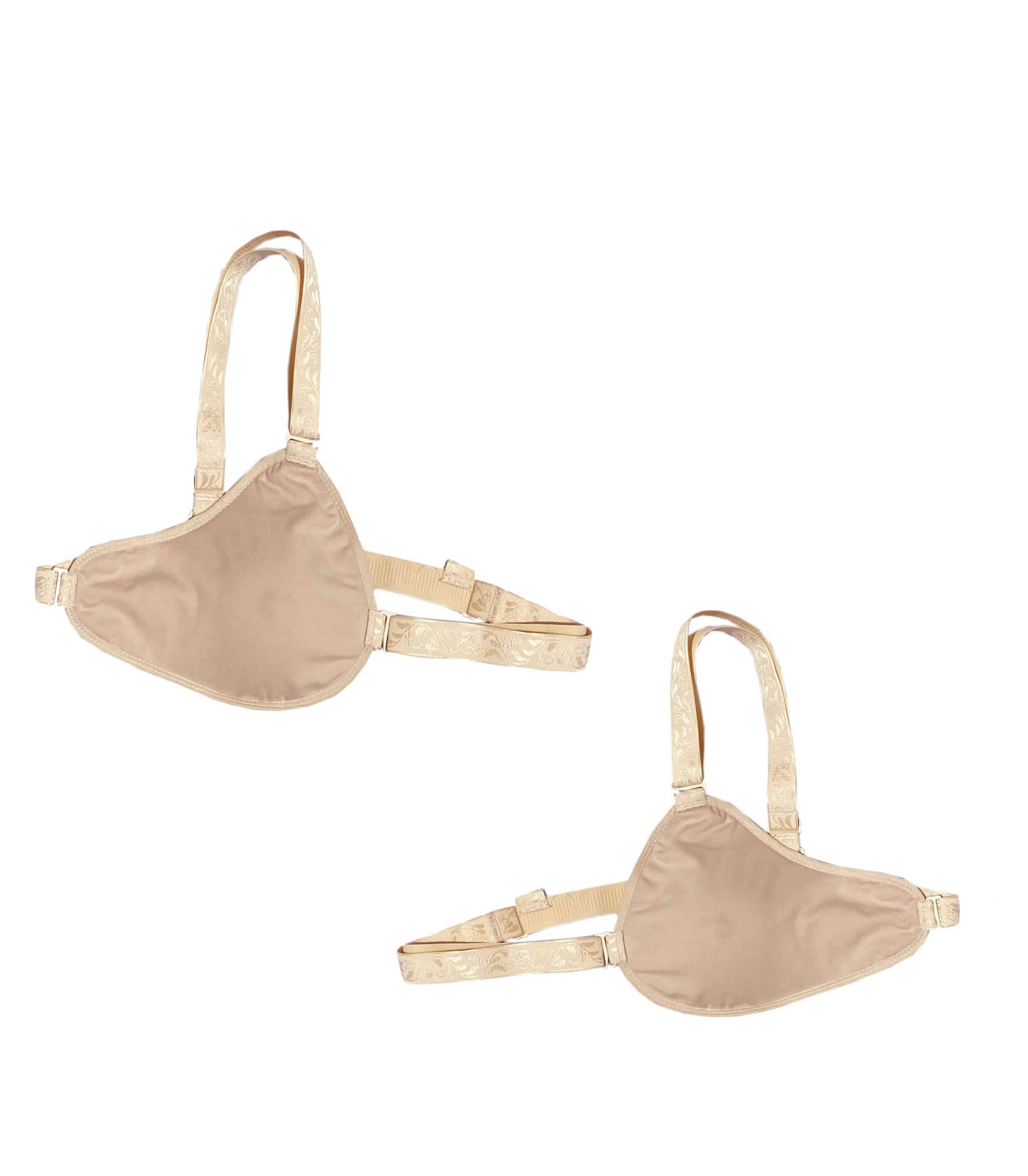 Cotton Protect Pocket for Mastectomy Silicone Breast Forms Cover Bags for Prosthesis Artificial Fake Boobs A Pair (XL for 500g-600g, Beige)