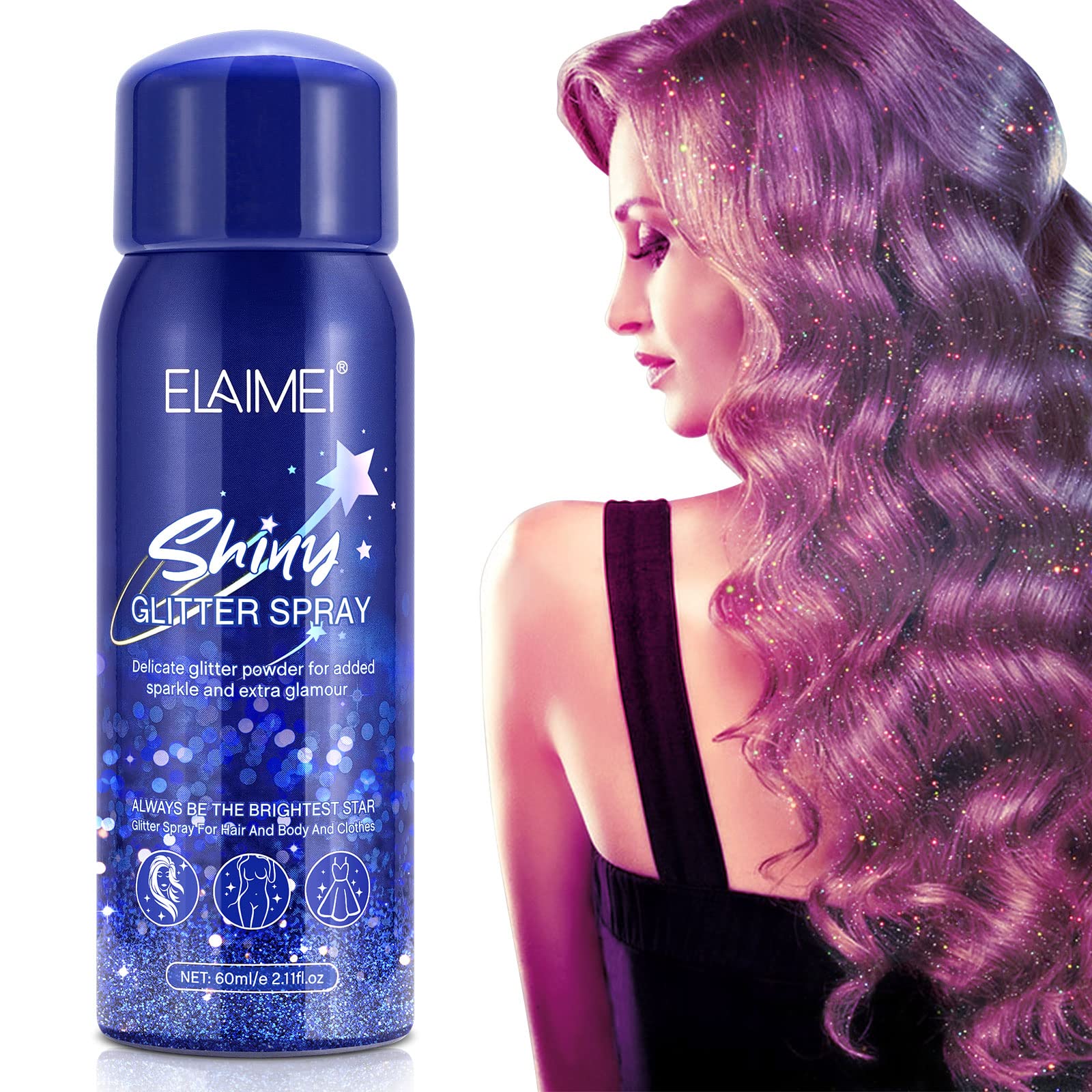 Glitter Spray, Body Shimmery Spray for Skin, Face, Hair and Clothing, Waterproof,Not Take Off and Quick-Drying Makeup