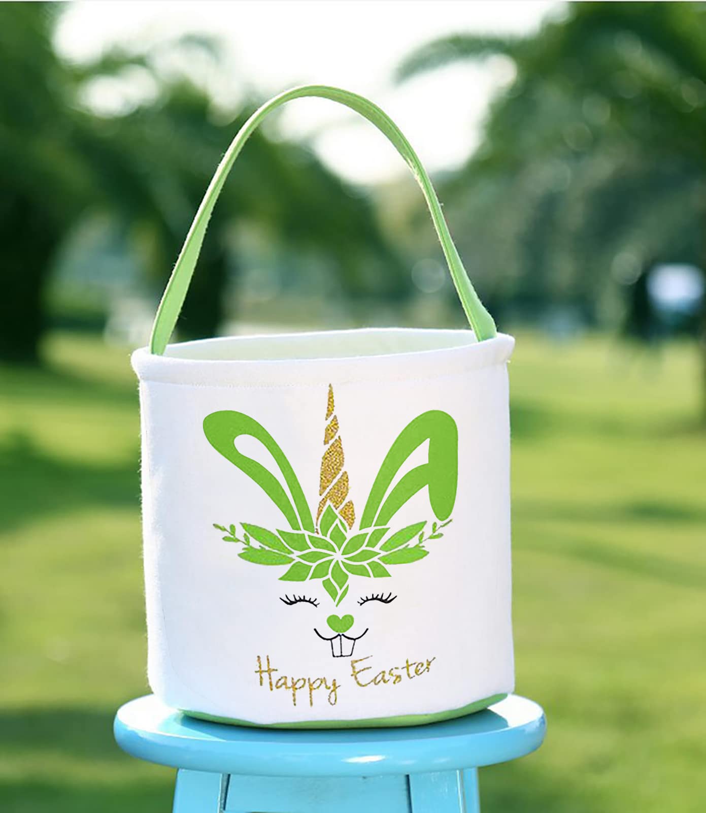 Kids Easter Bunny Basket Canvas Egg Candy Bags Cotton Rabbit Buckets Gifts