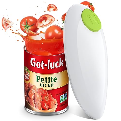 Fathers Day Gifts Easy One-Touch Electric Can Opener with Smooth Edge for Seniors with Arthritis,Food-Safe Automatic Can Openers, Hands Free Kitchen Gadgets for Kitchen Fits Almost All Cans, White