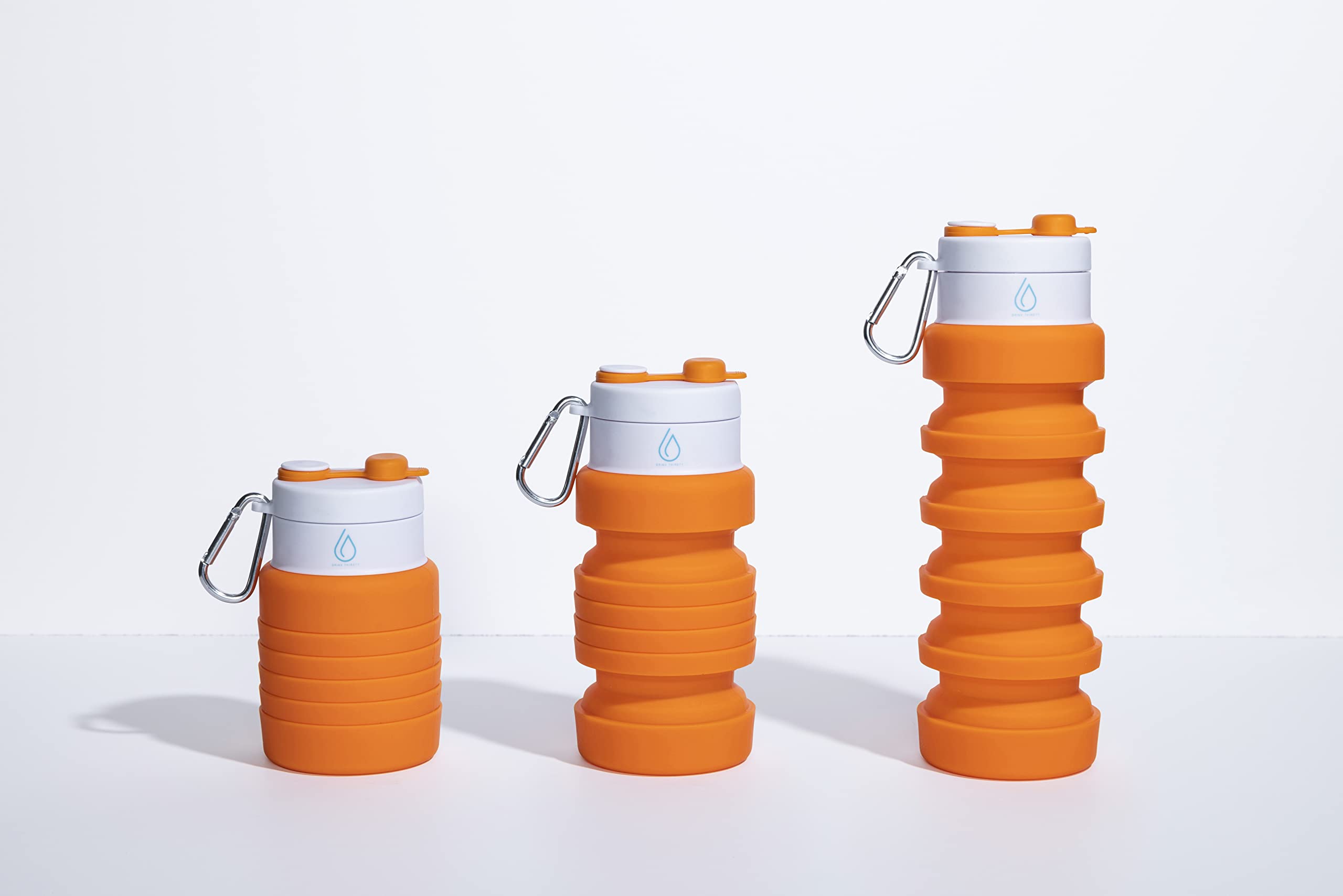 DRINK THIRSTY Collapsible Water Bottle | BPA free and food-grade silicone | 500mL | Convenient and perfect for everyday use (Sky Blue)
