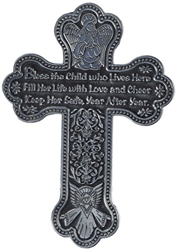 Cathedral Art (Abbey & CA Gift Bless This Girl Baby Cross, 5-1/2-Inch High, Silver
