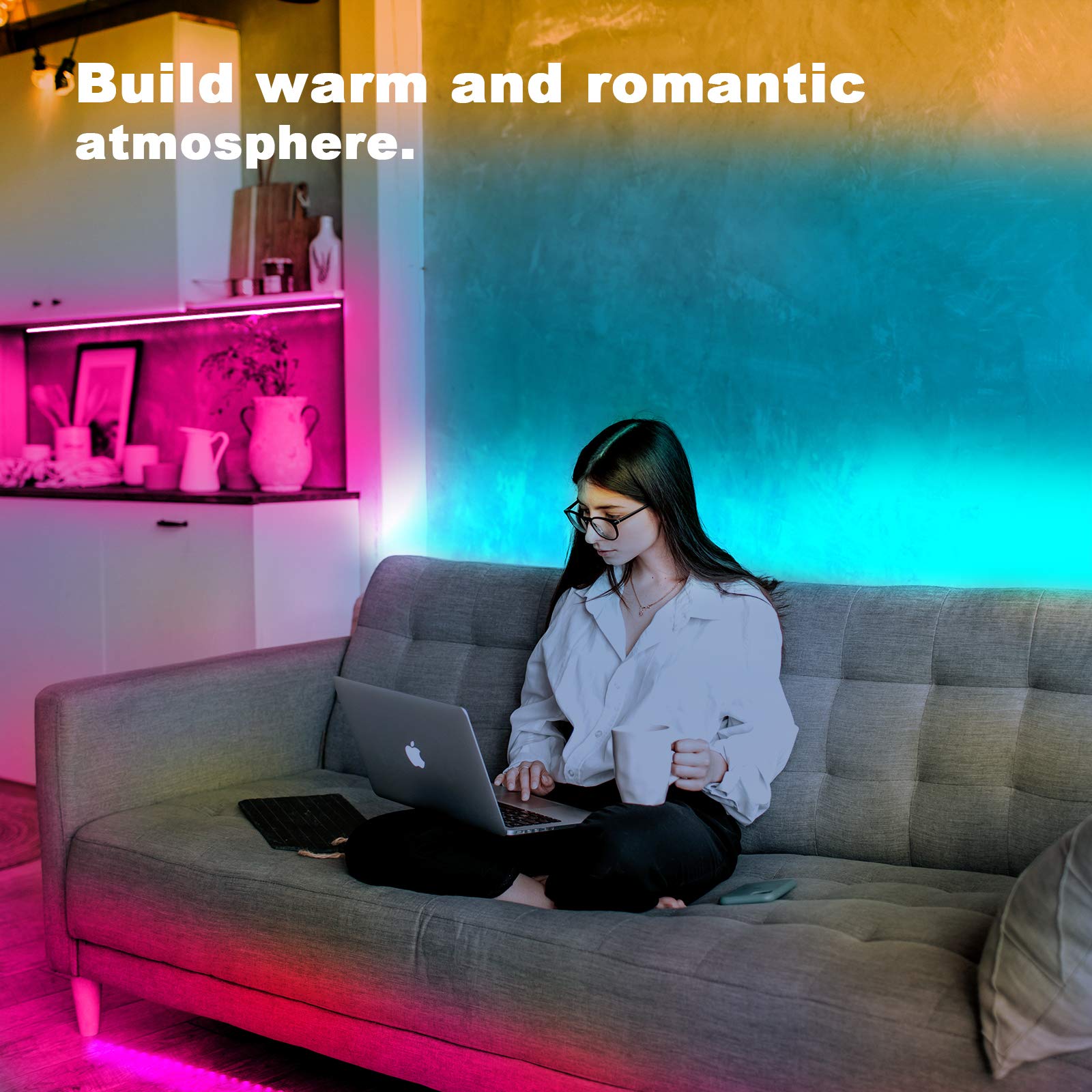 dalattin 60ft Led Lights, Led Strip Lights for Bedroom Color Changing Lights with 44 Keys Remote Controller Led Strip Lights,2 Rolls of 30ft
