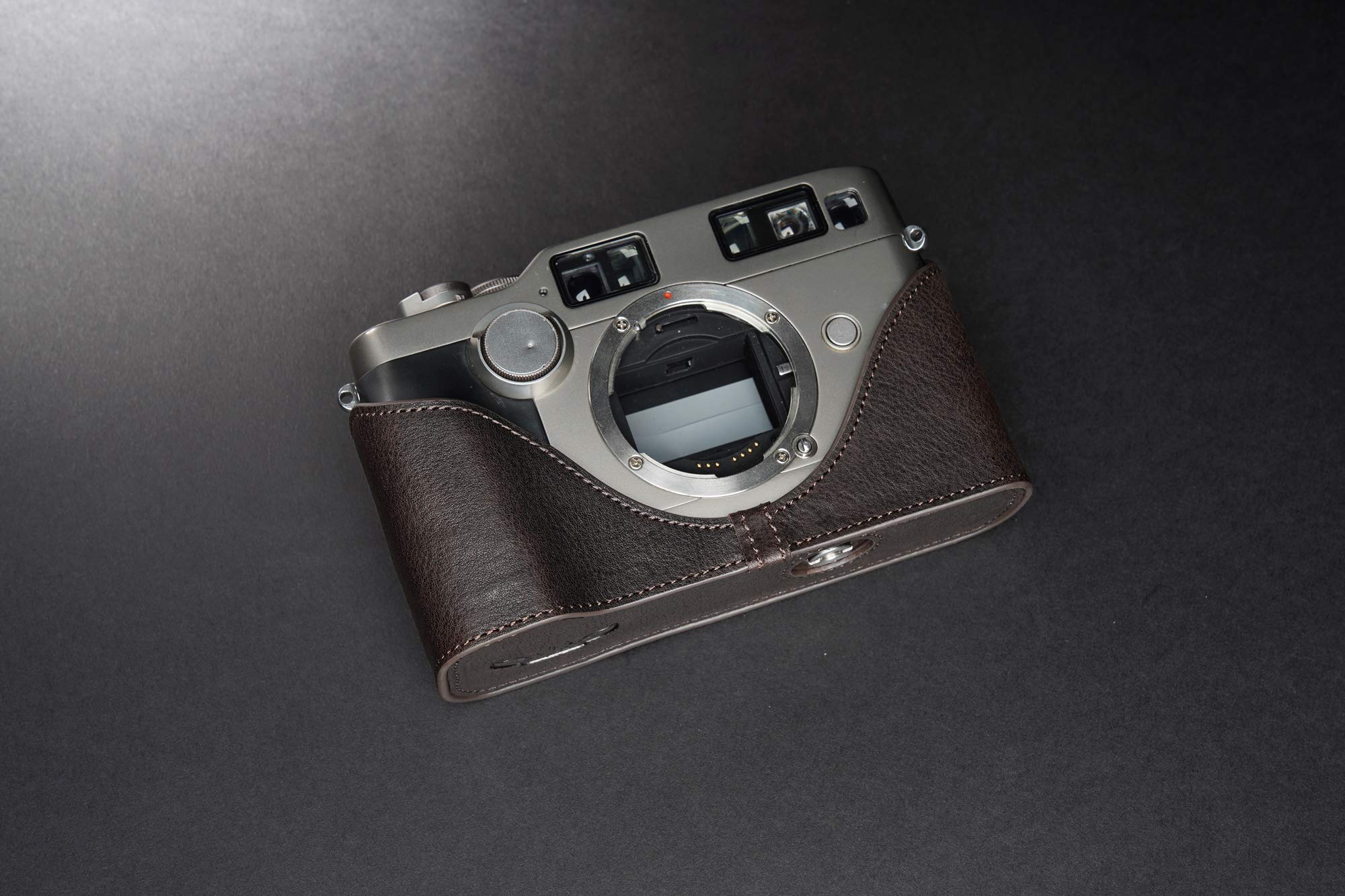Contax G2 Case, BolinUS Handmade Genuine Real Leather Half Camera Case Bag Cover for Contax G2 Camera with Hand Strap (Coffee)
