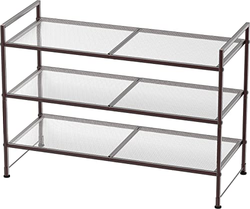 Simple Houseware 3-Tier Stackable Utility Shoes Organizer Rack, Bronze