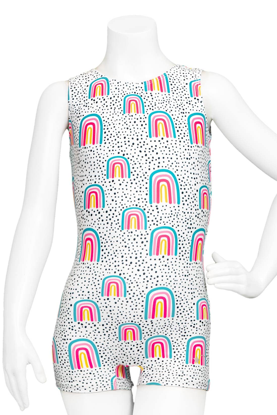 Destira Rainbow Sherbet Unitard for Girls, Soft Fabric Dance, Biketard Athletic Wear, Child Small (6x)