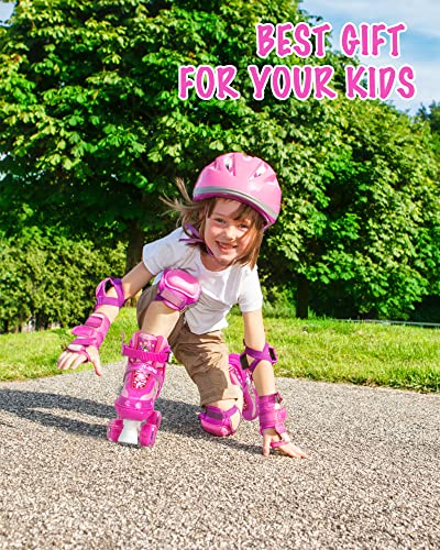 M-GRO Adjustable Skates for Kids, 8-Wheeled Skates for Kids,rollerskates Girl and Boys,Adjustable Size Suitable for Indoor and Outdoor use