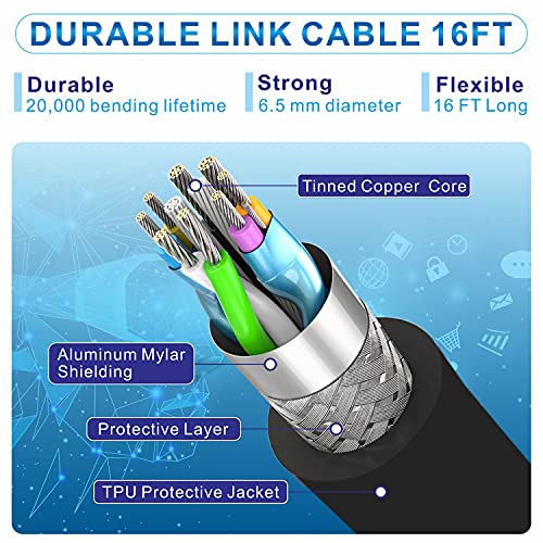 Compatible Oculus Quest 2 Link Cable, Bilitech Oculus Link Cable 16 ft, Super-Reliable PC VR Link& 5Gbps Transfer Rate& 3A Charging Rate, USB 3.0 Type A to C Cable for VR Headset and Gaming PC