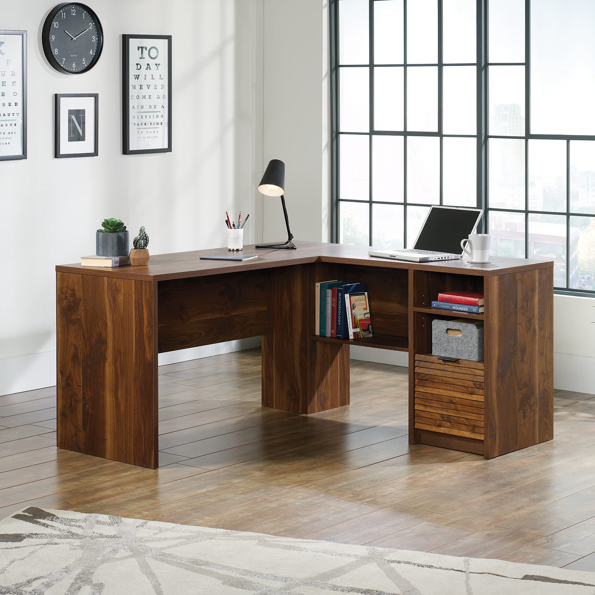 Sauder Harvey Park L-Shaped Home Office Desk, L: 59.06" x W: 59.06" x H: 30.0", Pacific Maple Finish