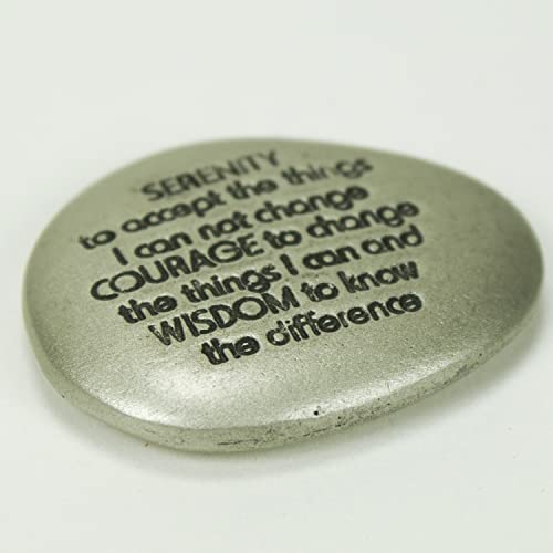 Cathedral Art Serenity Prayer Soothing Stone - Engraved Rock with Inspirational Words, Mindfulness and Meditation Stones for Stress, Worry, and Anxiety, 1-1/2-Inch, Silver