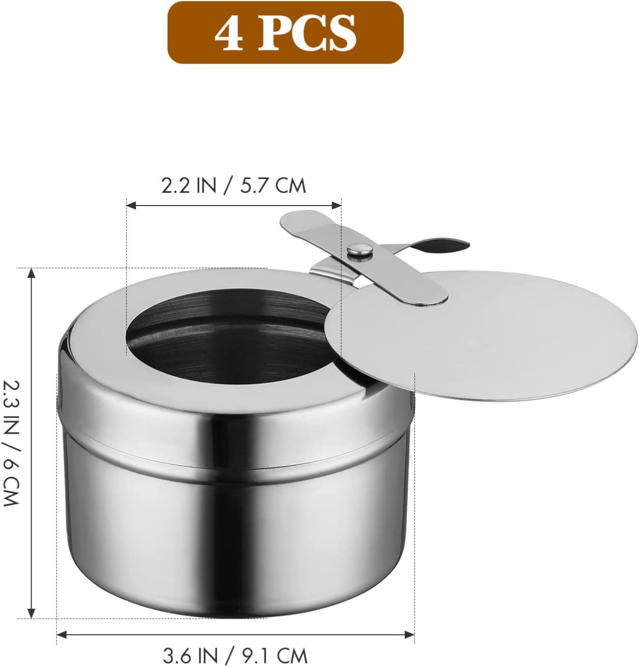 DOITOOL 4Pack Stainless Steel Fuel Holders, Chafing Fuel Holders with Cover, Fuel Holder for Chafing Dish, and Buffet, Barbecue, Party