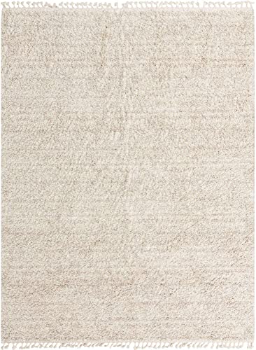 Unique Loom Hygge Shag Collection Modern Moroccan Inspired, Plush & Cozy Area Rug, 9 ft x 12 ft, Ivory/Tan