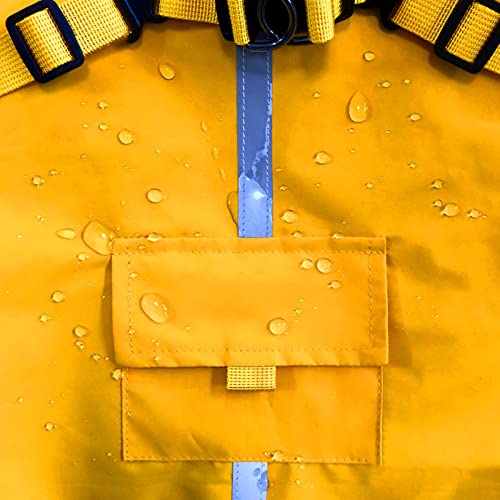 leasote Pet Raincoat Hooded Design Reflective Strip Adjustable Buckle Zipper Closure Back Pocket Waterproof with Traction Ring Small Medium Large Dogs Rain Jacket, Puppy Clothes for Outdoor Travel Y