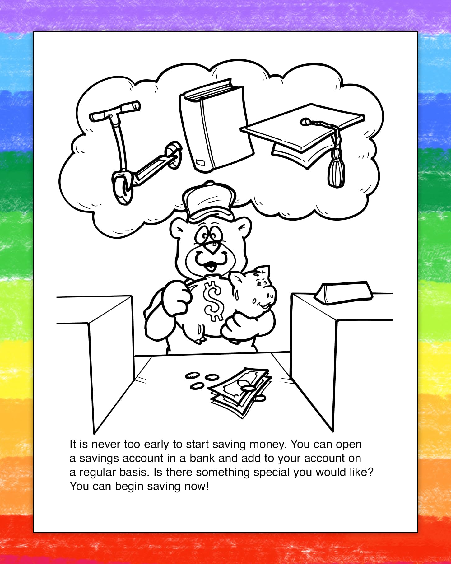 ZOCO - My Favorite Bank - Educational Coloring Books (25 Bulk Pack, with Crayons) - Banking Supplies - Games, Puzzles, Activities - Gifts for Kids