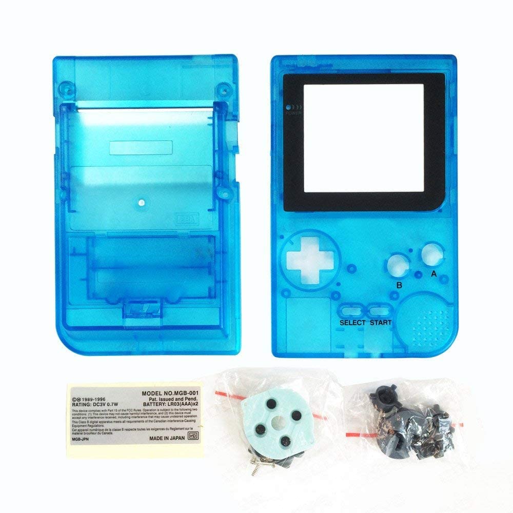 Full Housing Case Cover Shell Replacement for Gameboy Pocket GBP Console with Buttons Kit (Clear Light Blue)