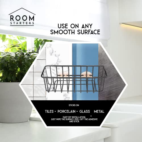 Sponge Holder for Kitchen Sink | Kitchen Sink Sponge Holder - Kitchen Sink Caddy - Dish Sponge Holder by ROOM STARTERS (Black)