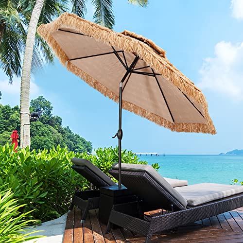 GDY 10 FT Patio Tiki Umbrella, Outdoor Patio Pool Beach Umbrellas without LED Lights