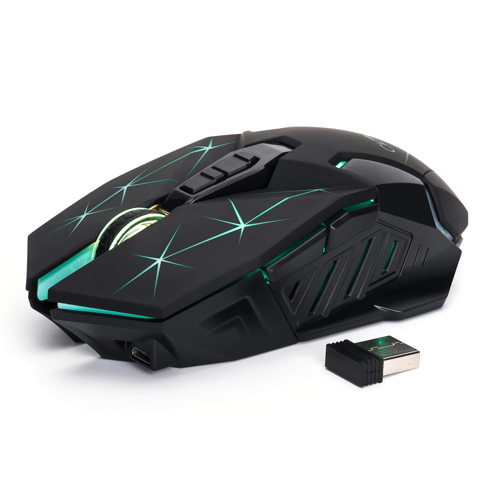 CHONCHOW Wireless USB Mouse Rechargeable 2.4G Rainbow LED Backlit 7 Button Multi DPI Nano Receiver for PC Laptop TV Compatible with Window PS 4 5 Switch Xbox one
