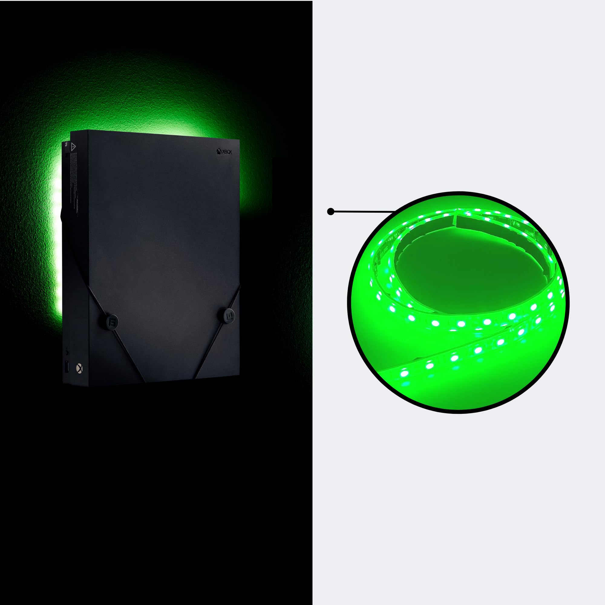 USB LED Light Strip by FLOATING GRIP - Mood Lighting Accent & Gamer Decor for Game Rooms - Fits on PlayStation or XBOX - Adhesive Strips, Easy Installation & Removal (0.5 Meter, Green)