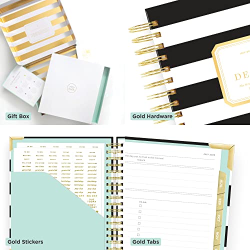 Day Designer 2023-2024 Weekly Planner, July 2023 - June 2024, 7.4x9.5 Page Size (Black Stripe)