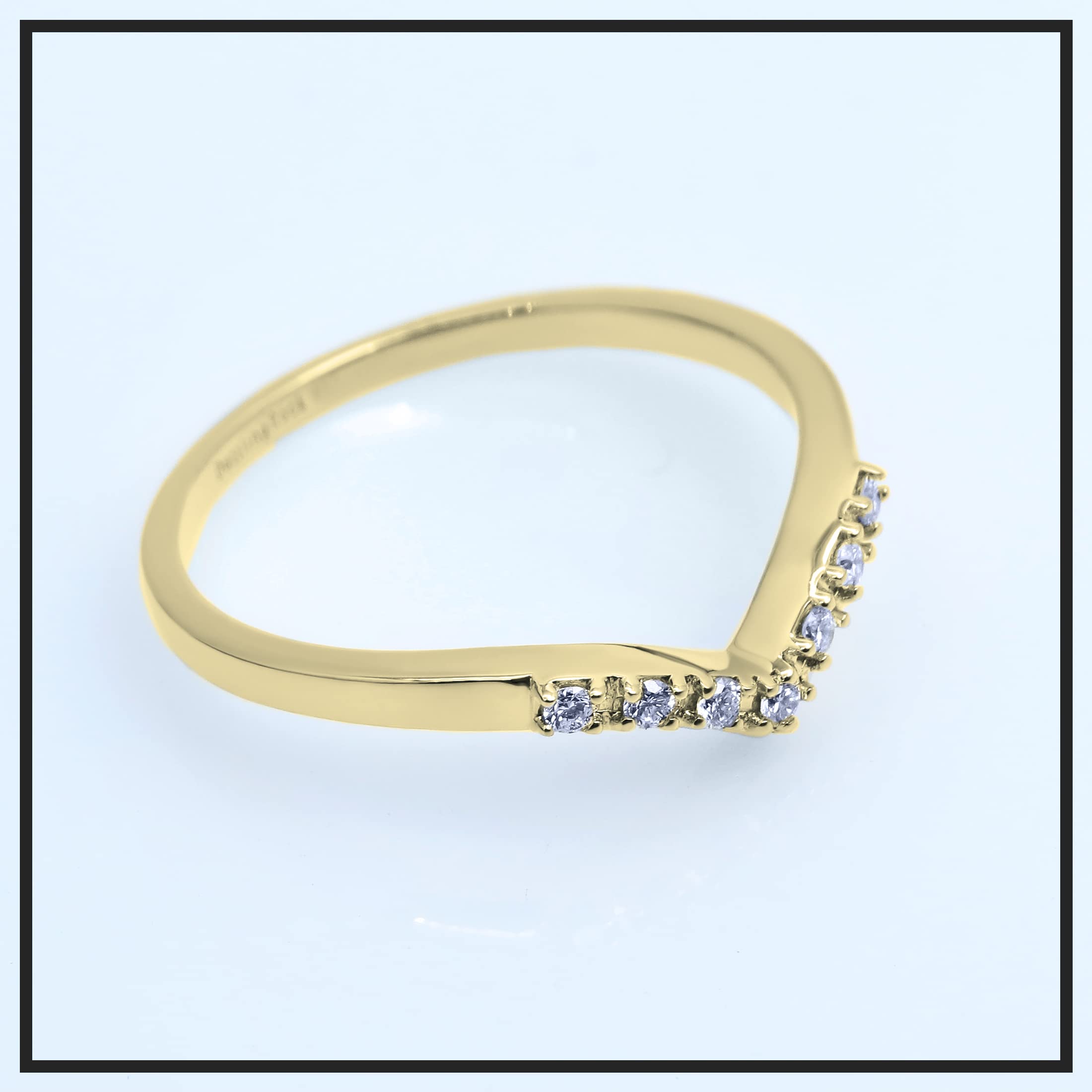 Dazzlingrock Collection 0.10 Carat (ctw) Round White Diamond 7 Stone Chevron Wedding Ring for Her in 18K Yellow Gold Size 6