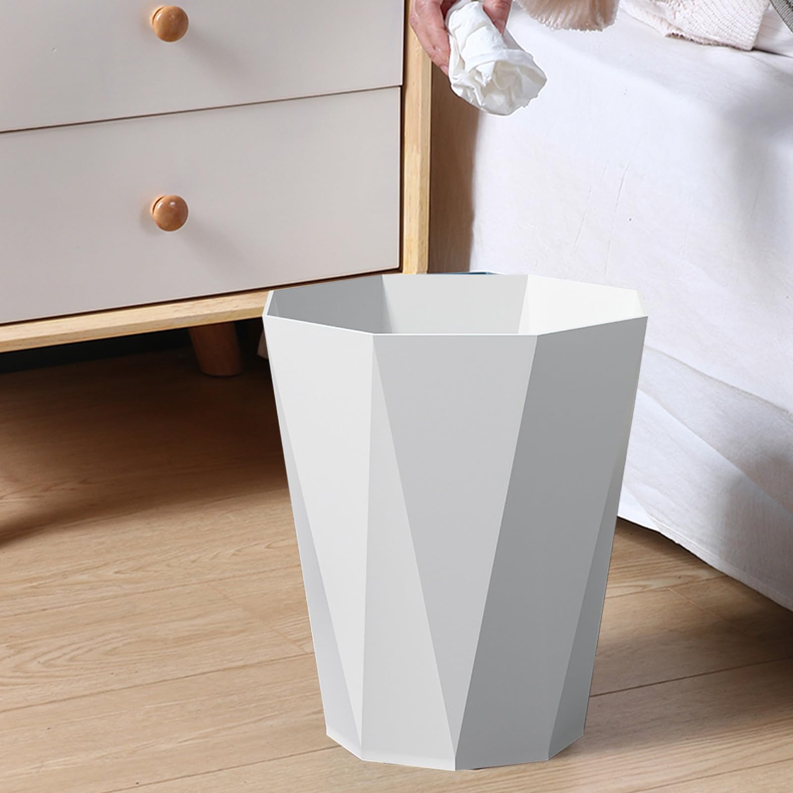 Generic Lightning Deals of Today Prime Clearance, Household Bedroom Bathroom Trash Can Kitchen Toilet Large Lidless Press Ring Garbage Can Trash Can for Dorm Trash Bin Trashcans for Bedroom, White